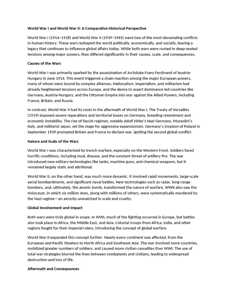 Comparing Causes of WWI and WWII | PDF | World War I | World War II