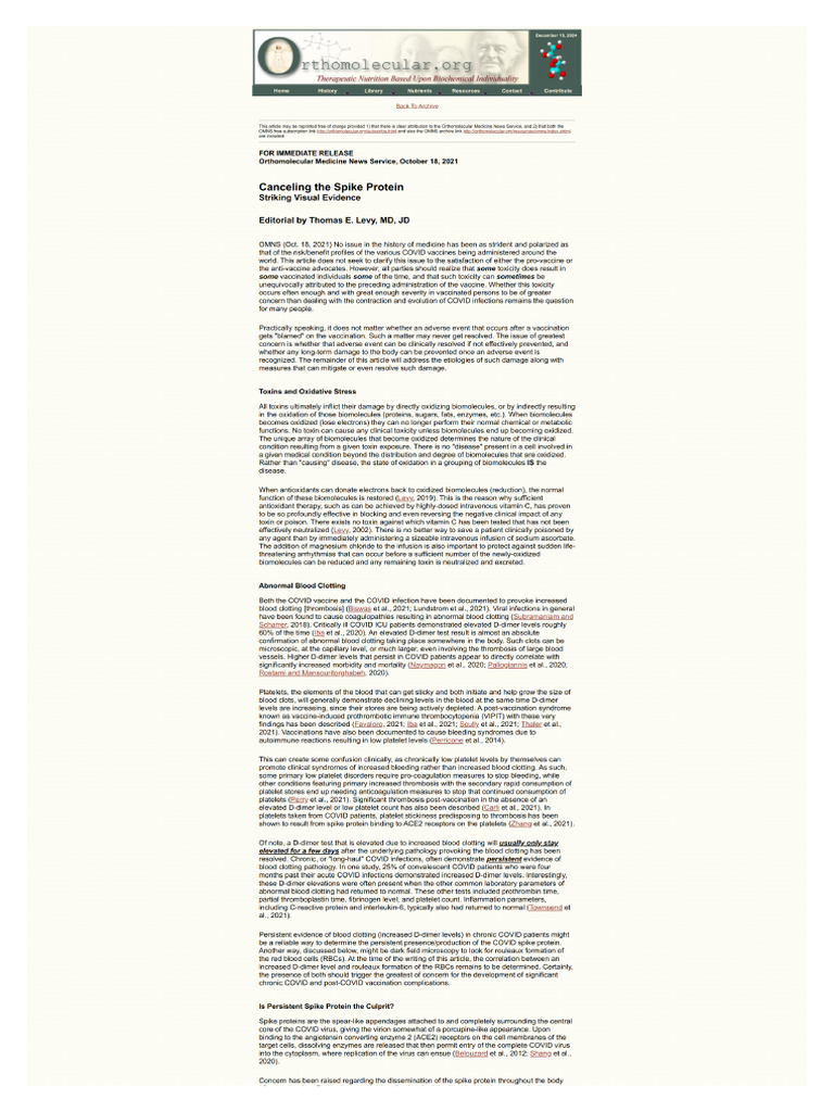 Cancelling The Spike Protein - Levy | PDF