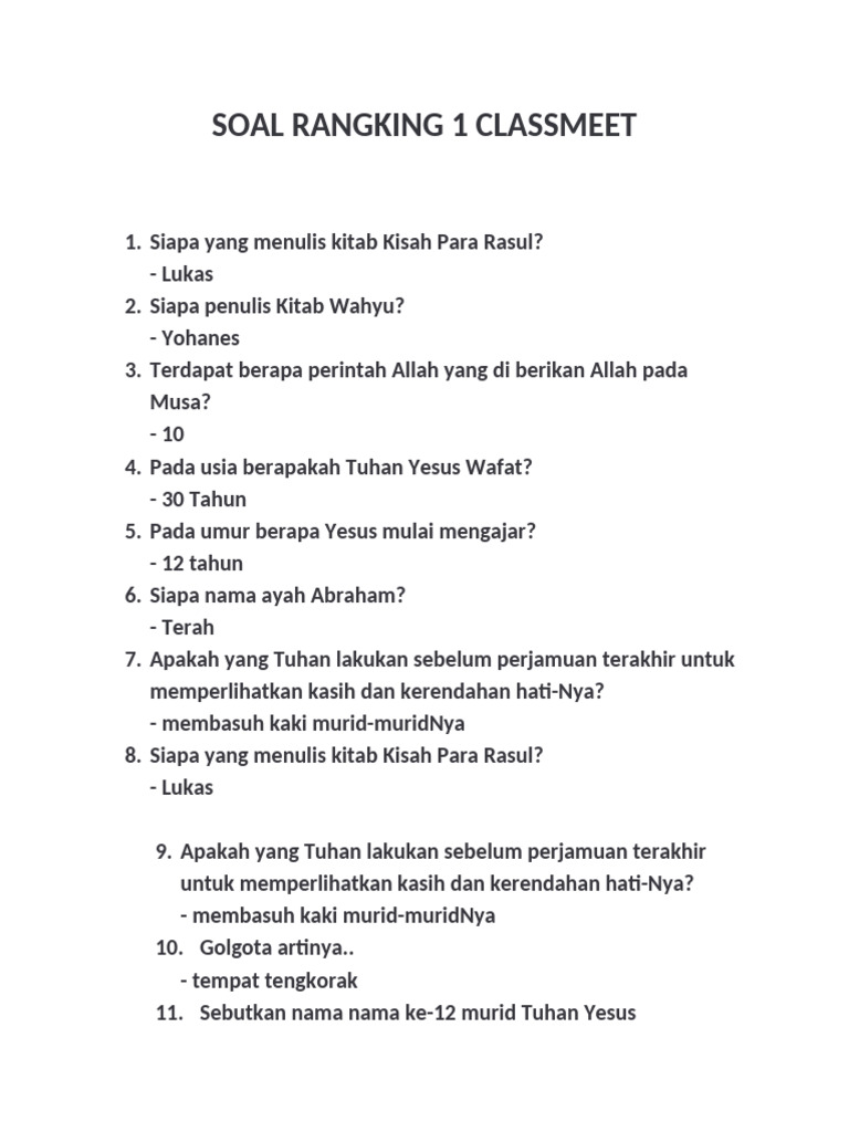 Bagi SOAL RANGKING 1 CLASSMEET-WPS Office (1) | PDF