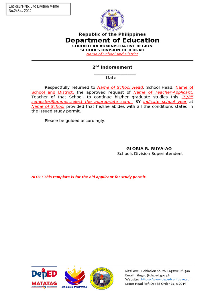 Study Permit Indorsement Template | PDF