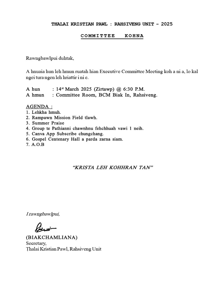 3rd Executive Committee Kohna | PDF