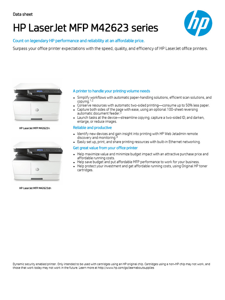 HP LaserJet MFP M42623dn Overview | PDF | Printer (Computing) | Image ...