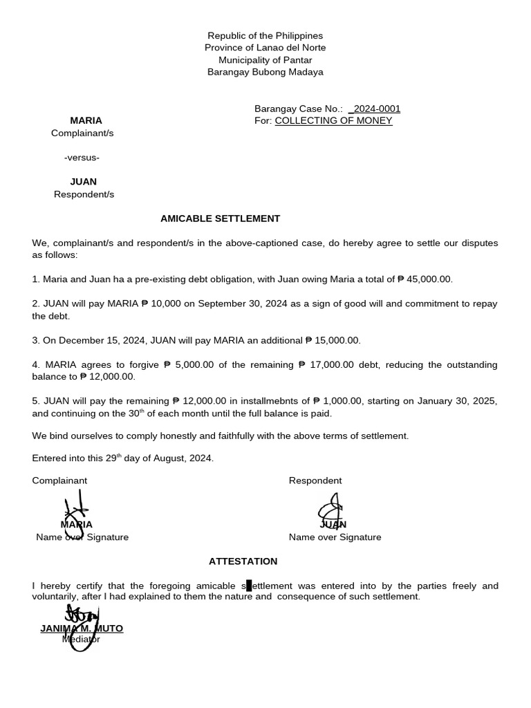 AMICABLE SETTLEMENT | PDF