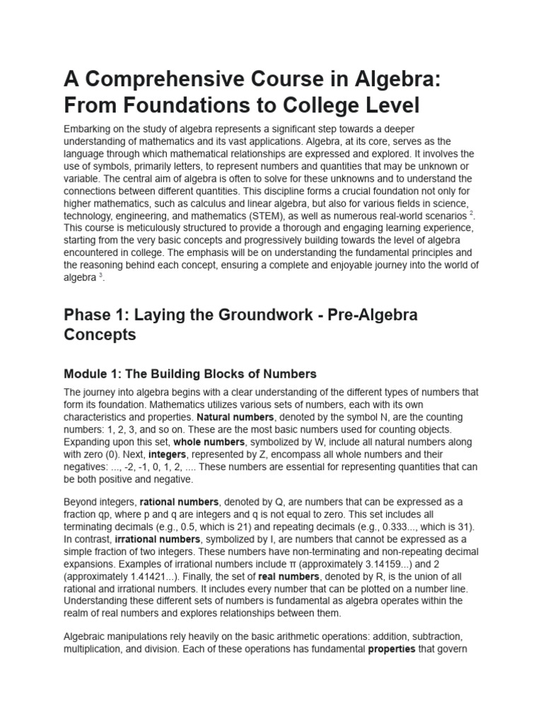 Algebra Course, Interactive and Comprehensive | PDF | Equations | Numbers