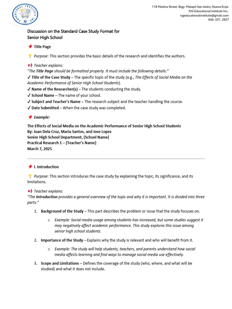 CASE STUDY FORMAT AND WRITTEN DISCUSSION | PDF | Qualitative Research | Data