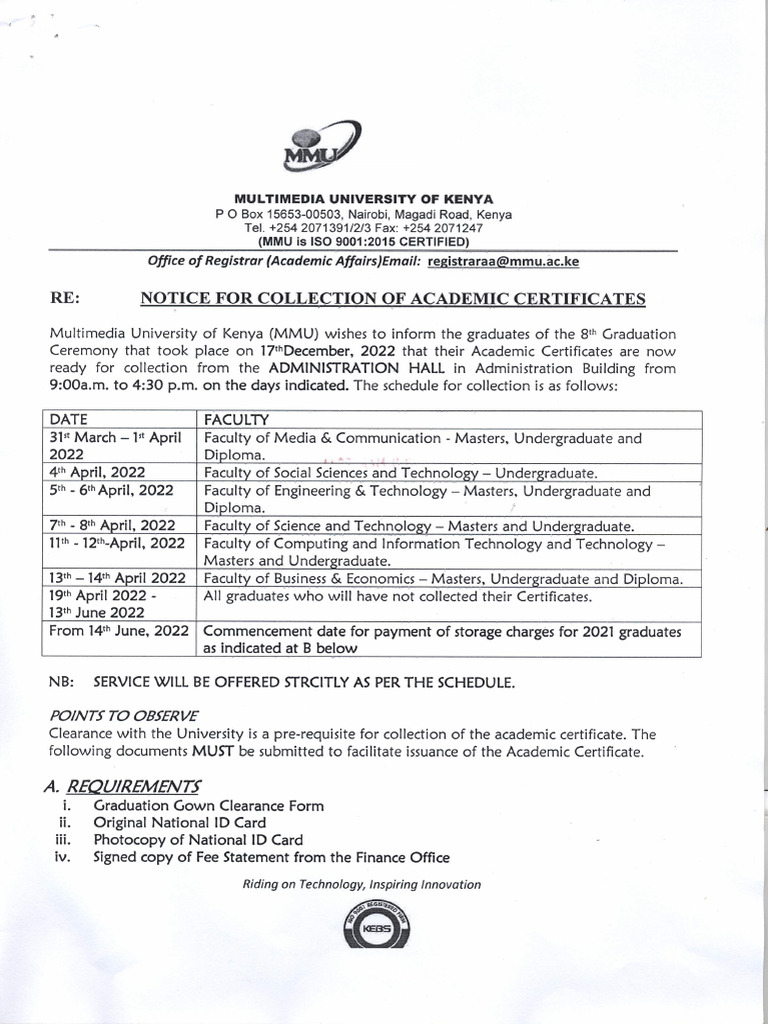 Notice For Collection of Academic Certificates00011 | PDF