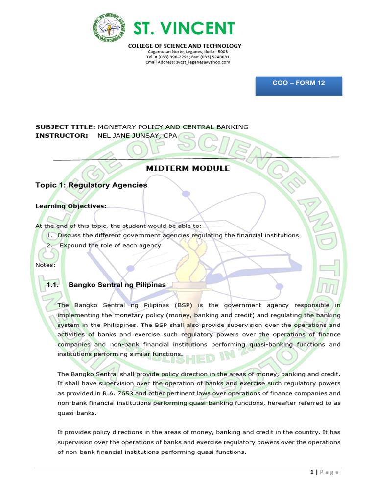 Junsay-fs2 - Module 2 - Leganes - Bsba2 a-d | PDF | Central Banks ...
