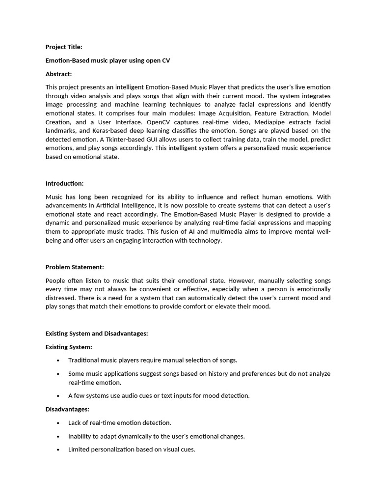 Emotion-Based Music Player with OpenCV | PDF | Artificial Intelligence ...