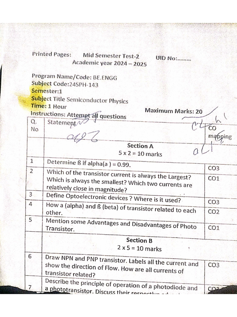 Previous Question Paper | PDF