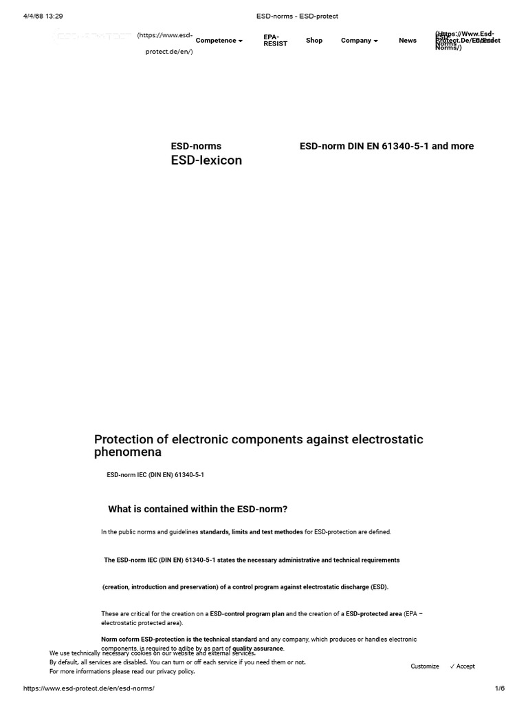 ESD Norms and Standards Overview | PDF | Electrostatic Discharge ...