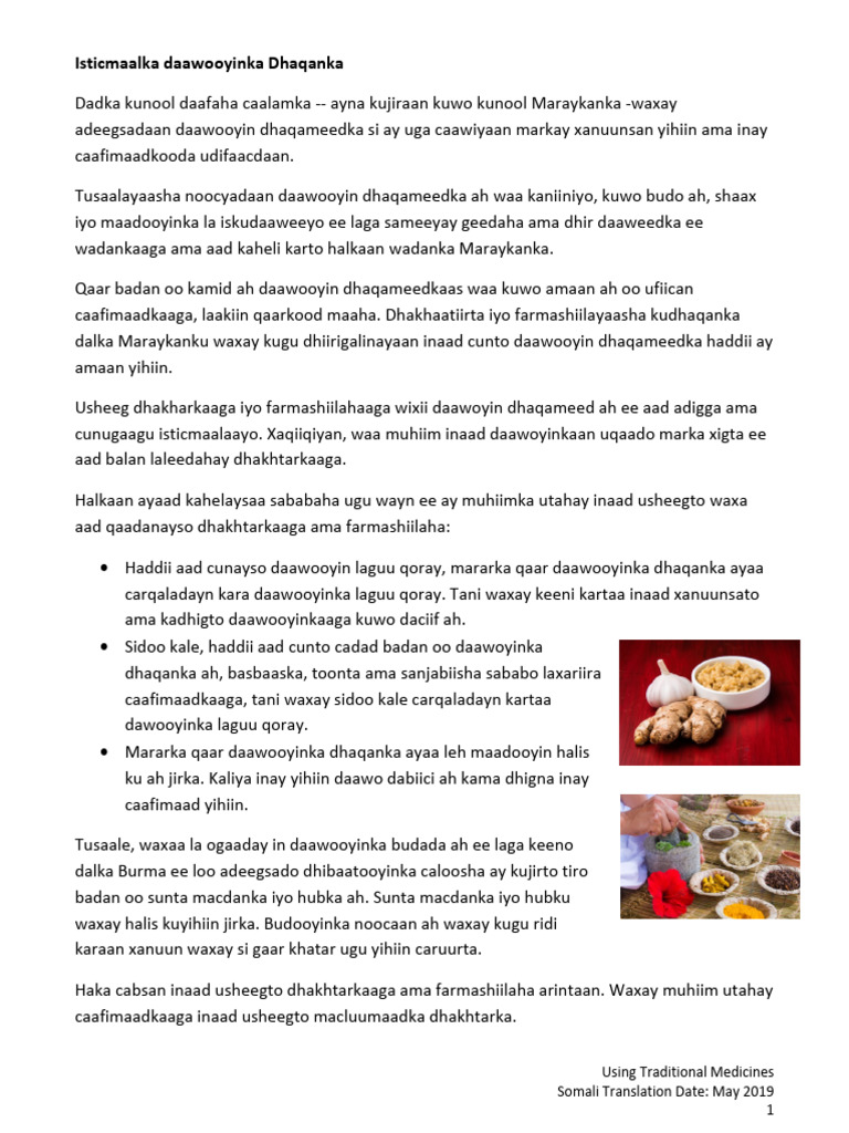 Somali Traditional Medicine Safety Guide | PDF | Medical Prescription ...