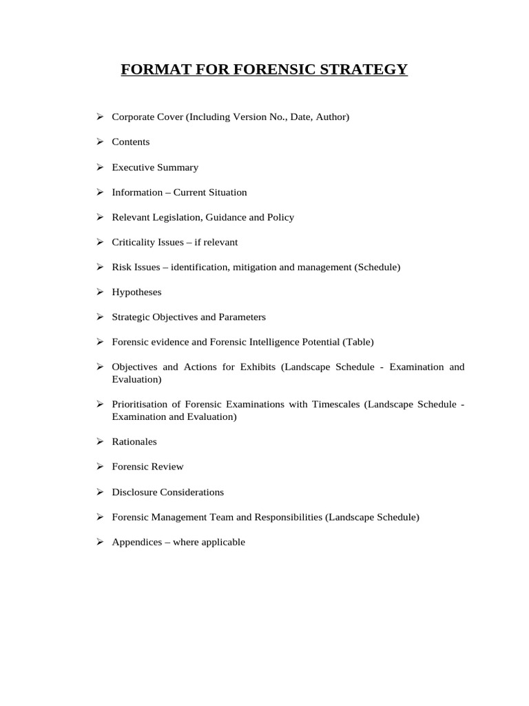 Format For Forensic Strategy (1) 1 | PDF