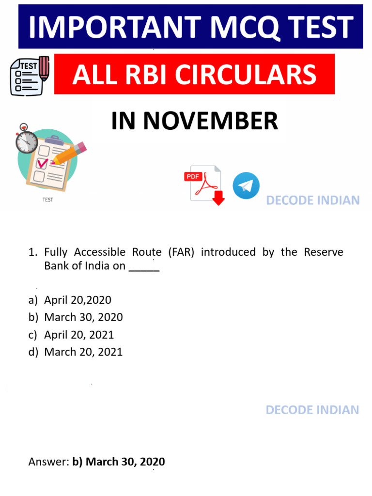 MCQ On November RBI Circulars | PDF | Credit | Finance & Money Management