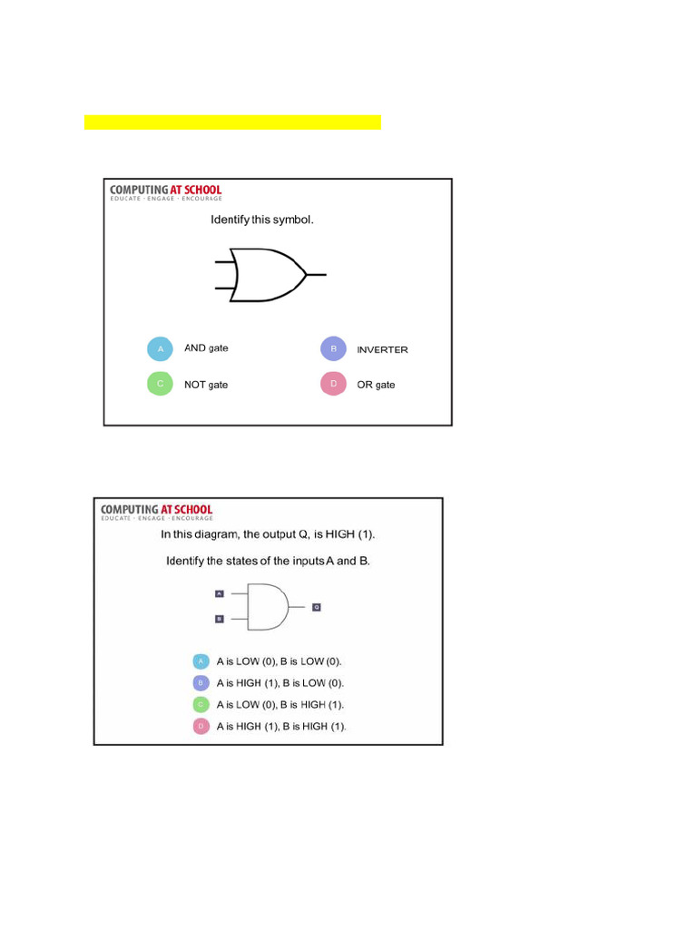Logic Gates Multiple Choice Solutions | PDF