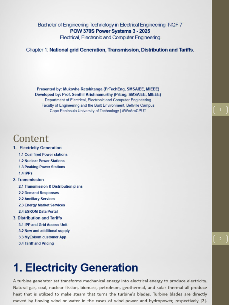 Chapter 1 - Power Systems Overview | PDF | Electric Power Transmission ...