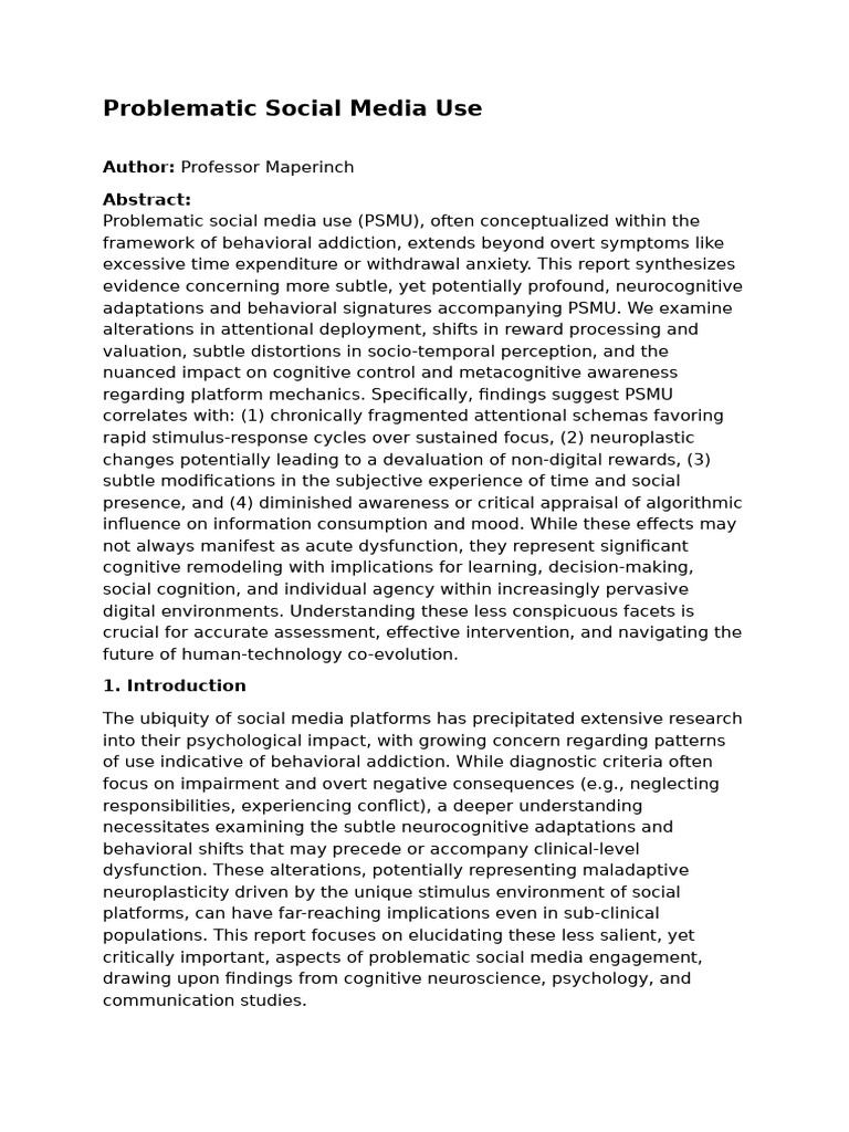 Neurobiological Risks of Social Media Use | PDF | Reward System ...