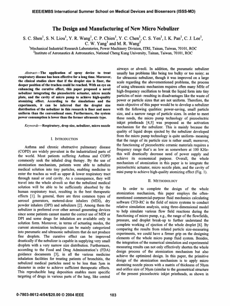 Micro Nebulizer Design Innovations | PDF | Aerosol | Drop (Liquid)