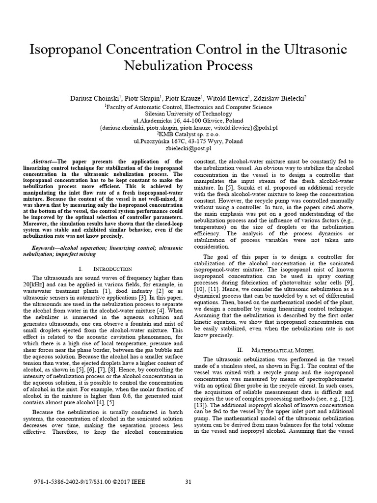 Isopropanol Control in Nebulization Process | PDF | Ultrasound ...