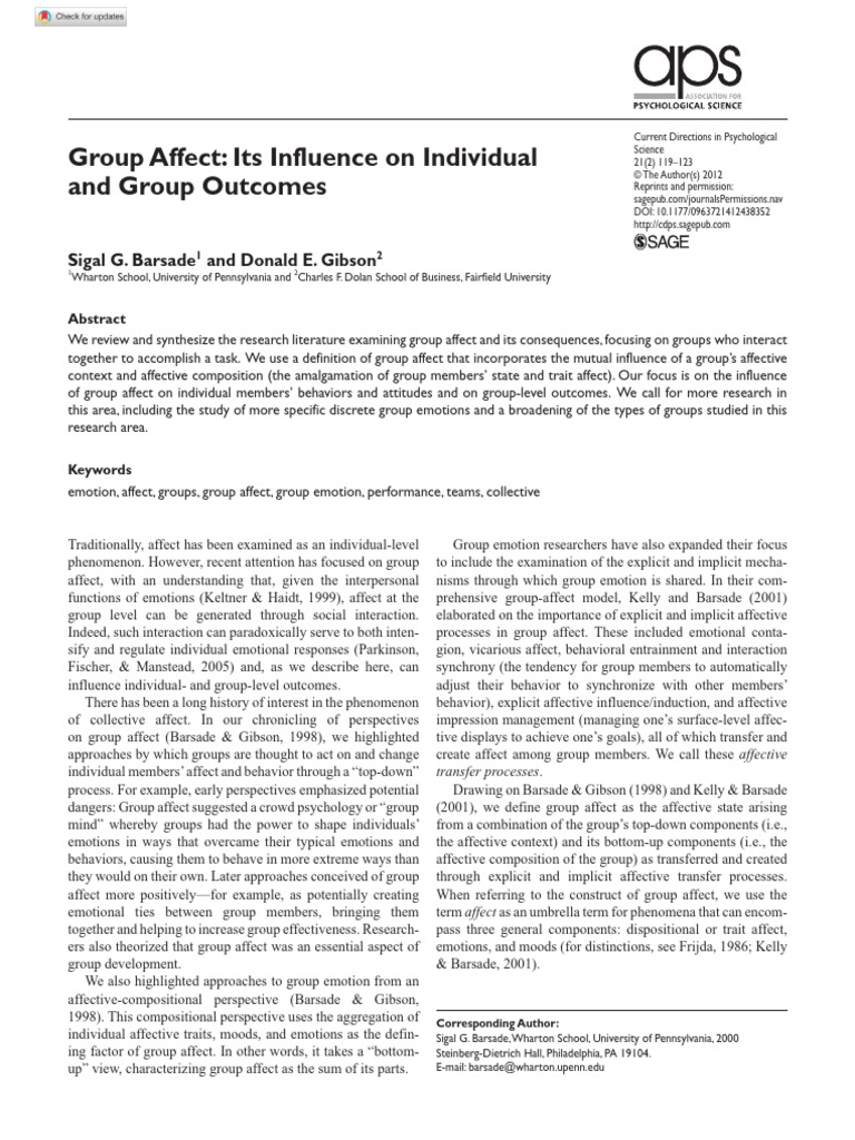 Barsade Gibson 2012 Group Affect Its Influence On Individual and Group ...