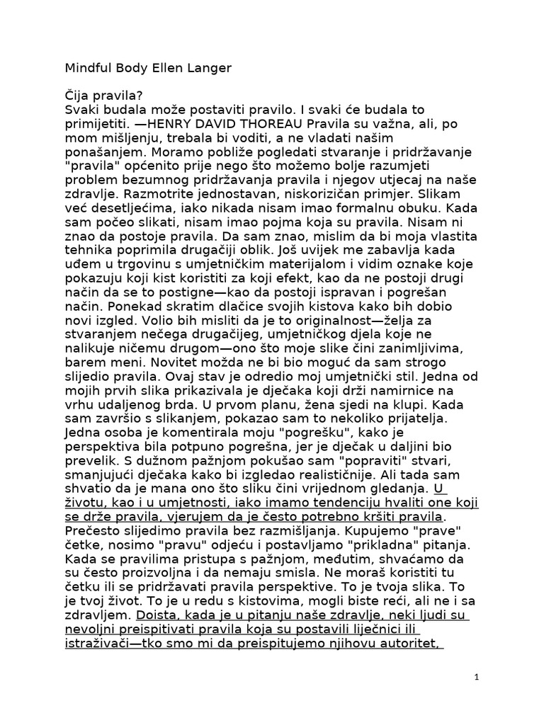 Mindful Body Ellen Langer | PDF