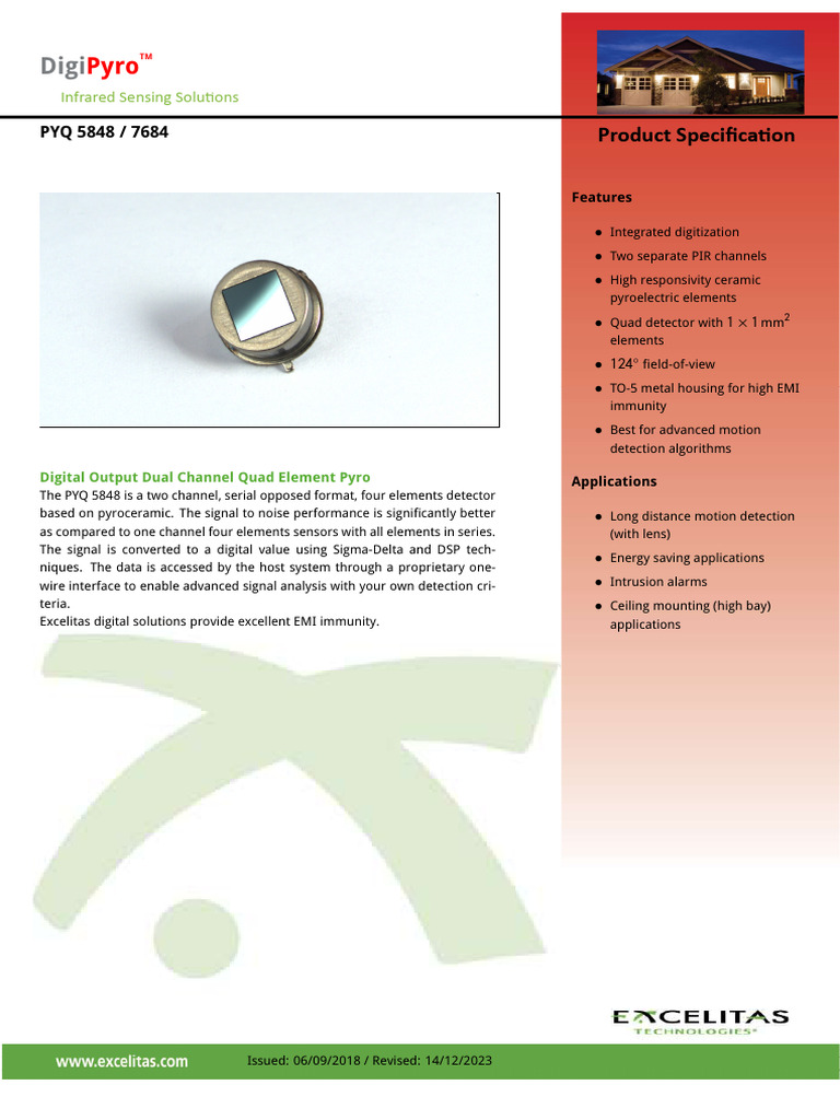 PYQ_5848_Dual_Channel_Quad_Element_Pyro_Datasheet_ | PDF | Optics | Sensor