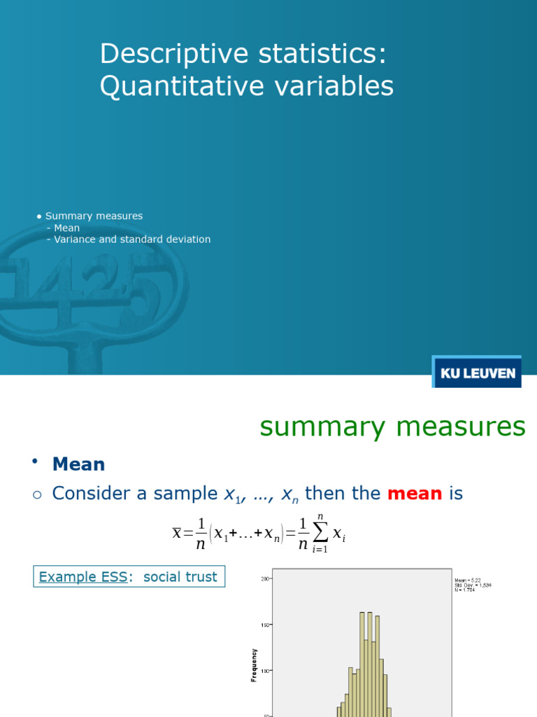 D2.2 - Summary Measures - Tagged | PDF | Standard Deviation | Variance