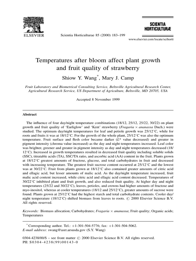 Temperatures After Bloom Affect Plant Growth | PDF | Fructose | Strawberry