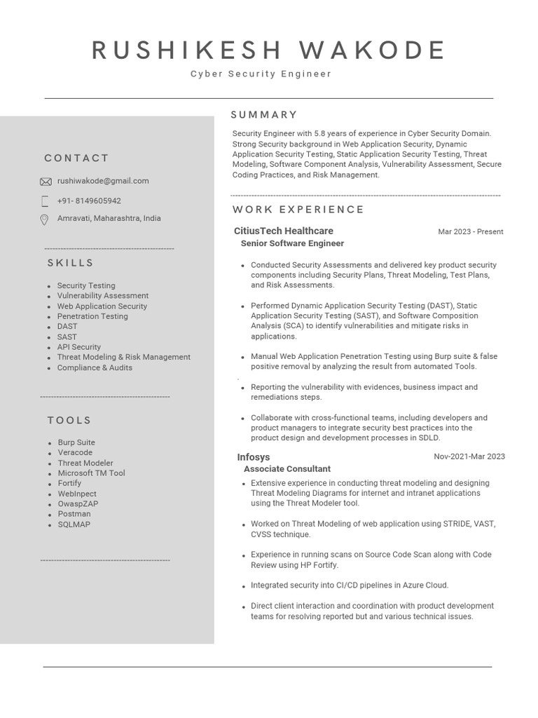 Resume Rushikesh Wakode PDF | PDF | Security | Computer Security