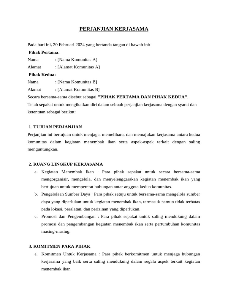 Perjanjian Kerjasama | PDF