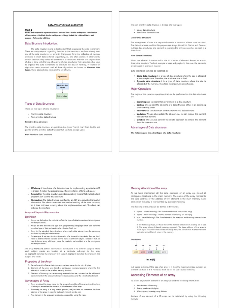 Data Structure and Algorithms (2 Files Merged) | PDF | Data Structure ...