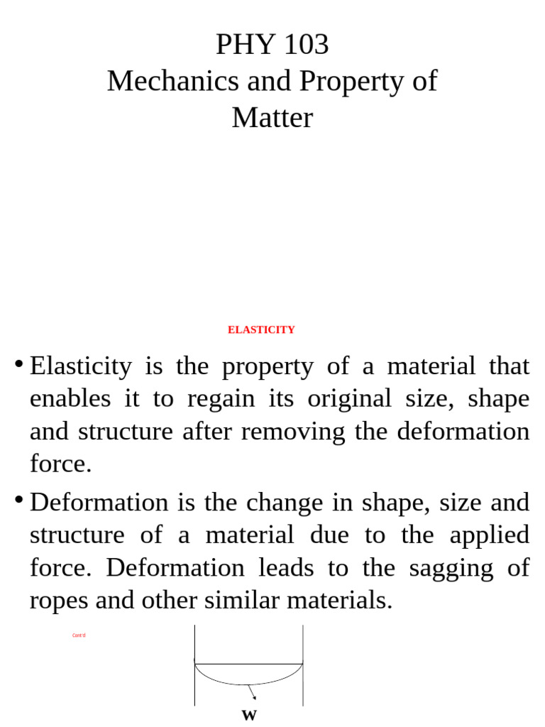 PHY 103 - Elasticity - Updated | PDF | Elasticity (Physics) | Young's Modulus