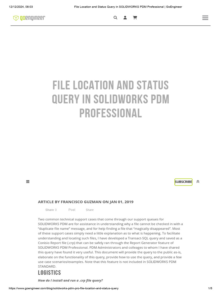 File Location and Status Query in SOLIDWORKS PDM Professional ...