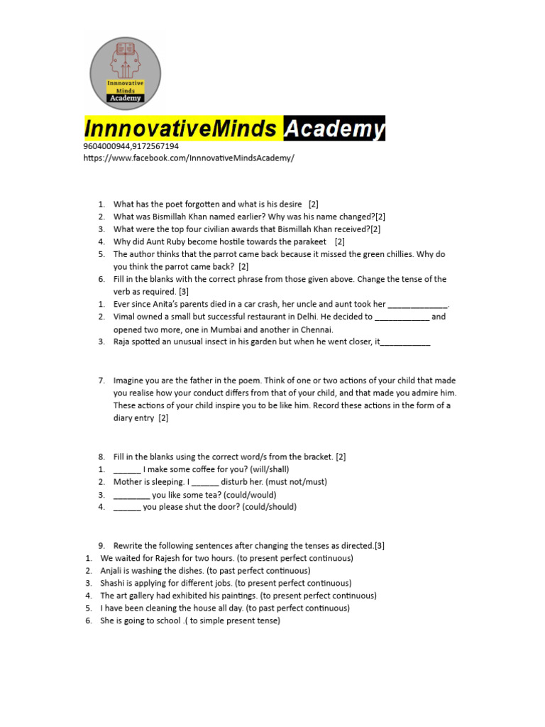 Educational Exercises on Poetry and Grammar | PDF