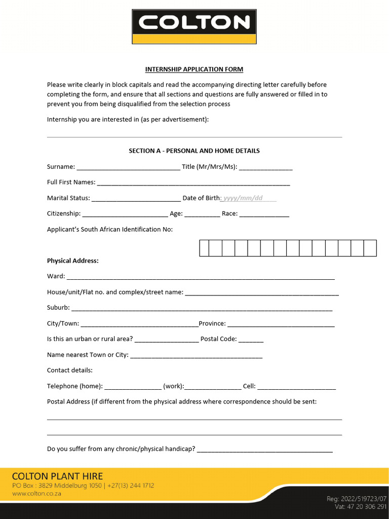 Colton Internship Application Form Pdf Affidavit Notary Public