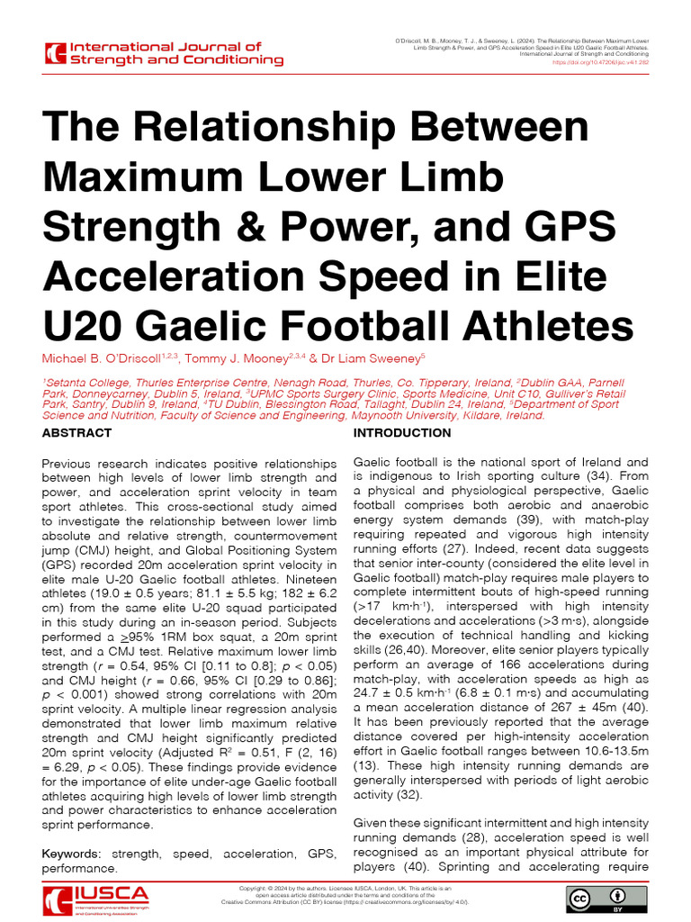 Admin, The Relationship Between Maximum Lower Limb Strength & Power, and GPS Acceleration Speed ...