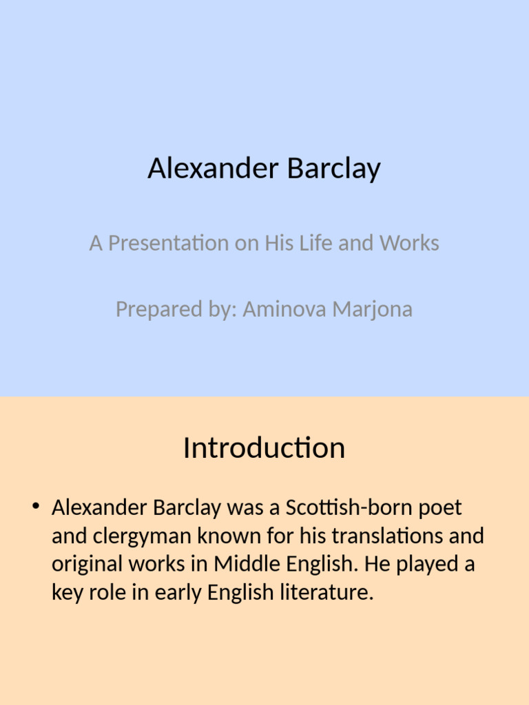 Alexander_Barclay_Named_Presentation_Edited | PDF | Satire | English Literature