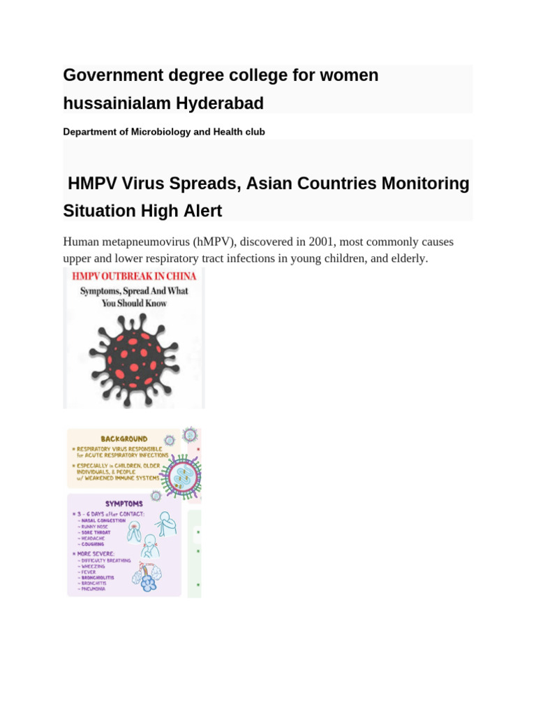HMPV Virus Health Bulletin | PDF