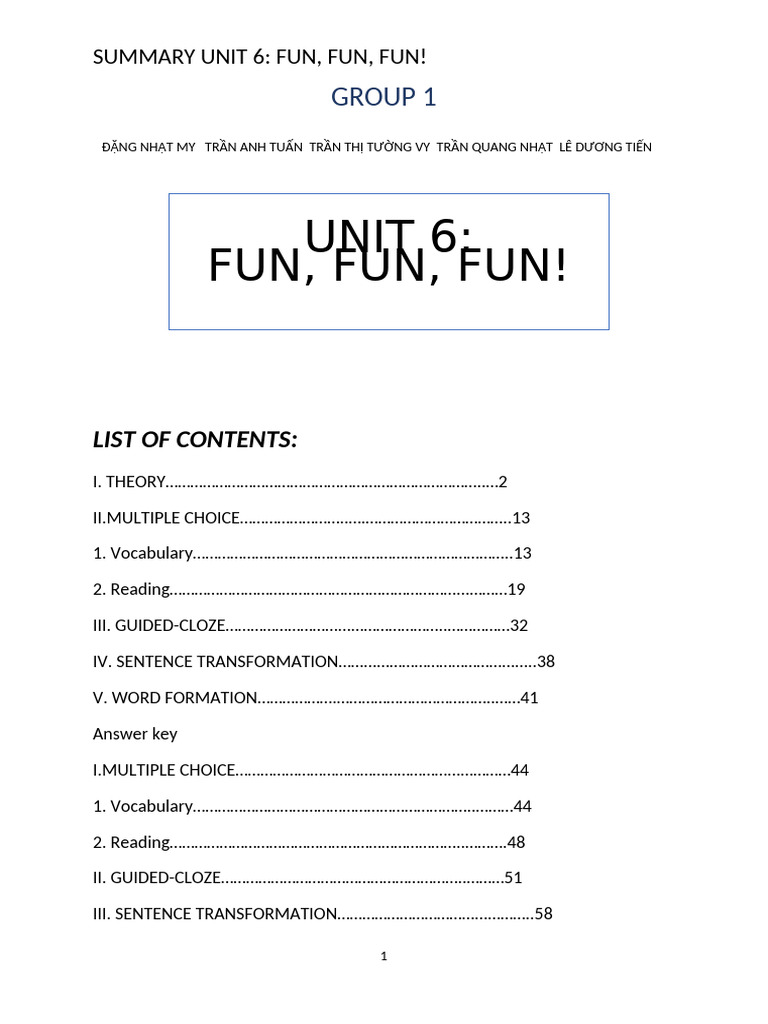 Group 1 - Task Summary Unit 6 | PDF