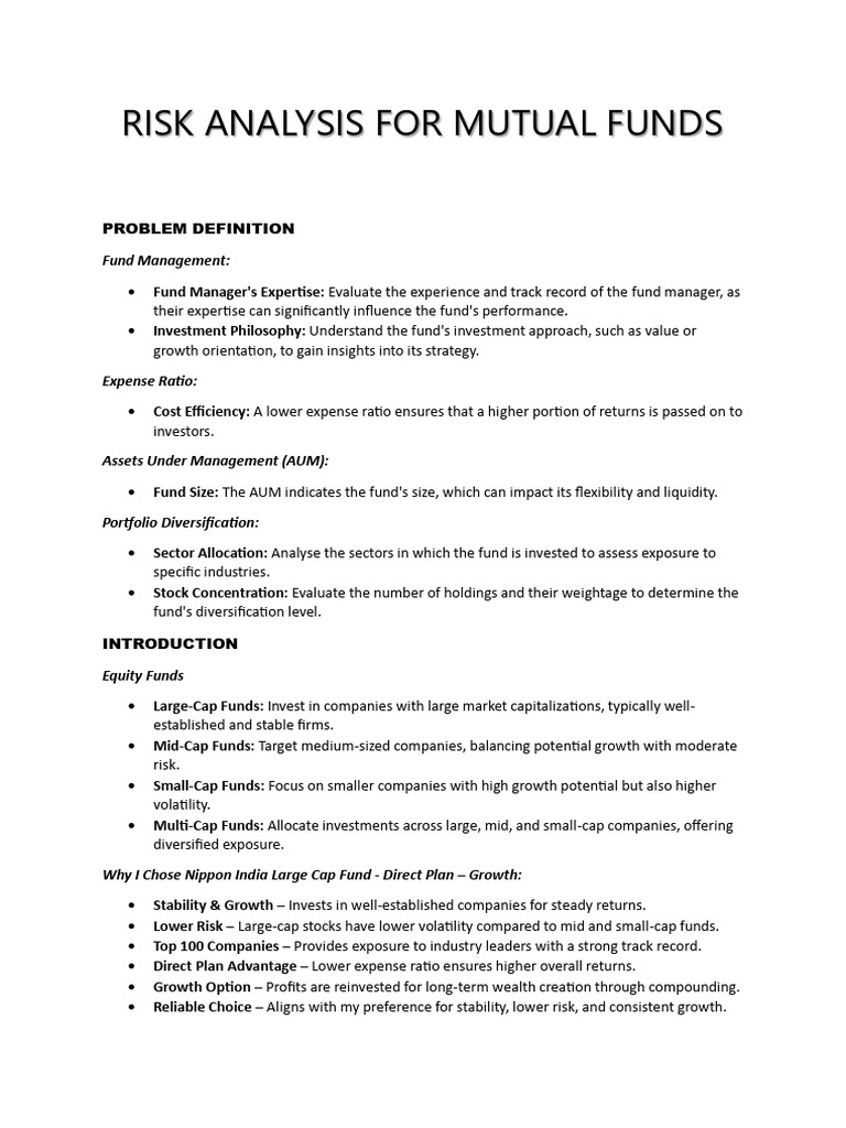 Risk Analysis For Mutual Funds | PDF | Investment Fund | Investing