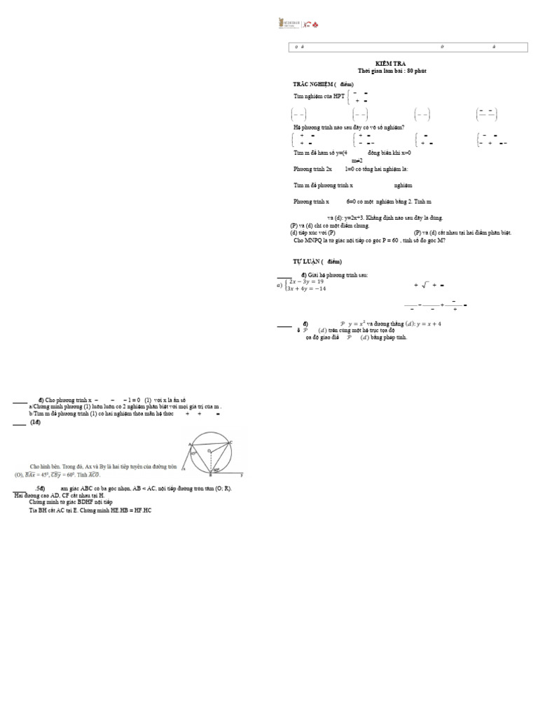 Đề Thi Thử Toán Cuối HKII | PDF