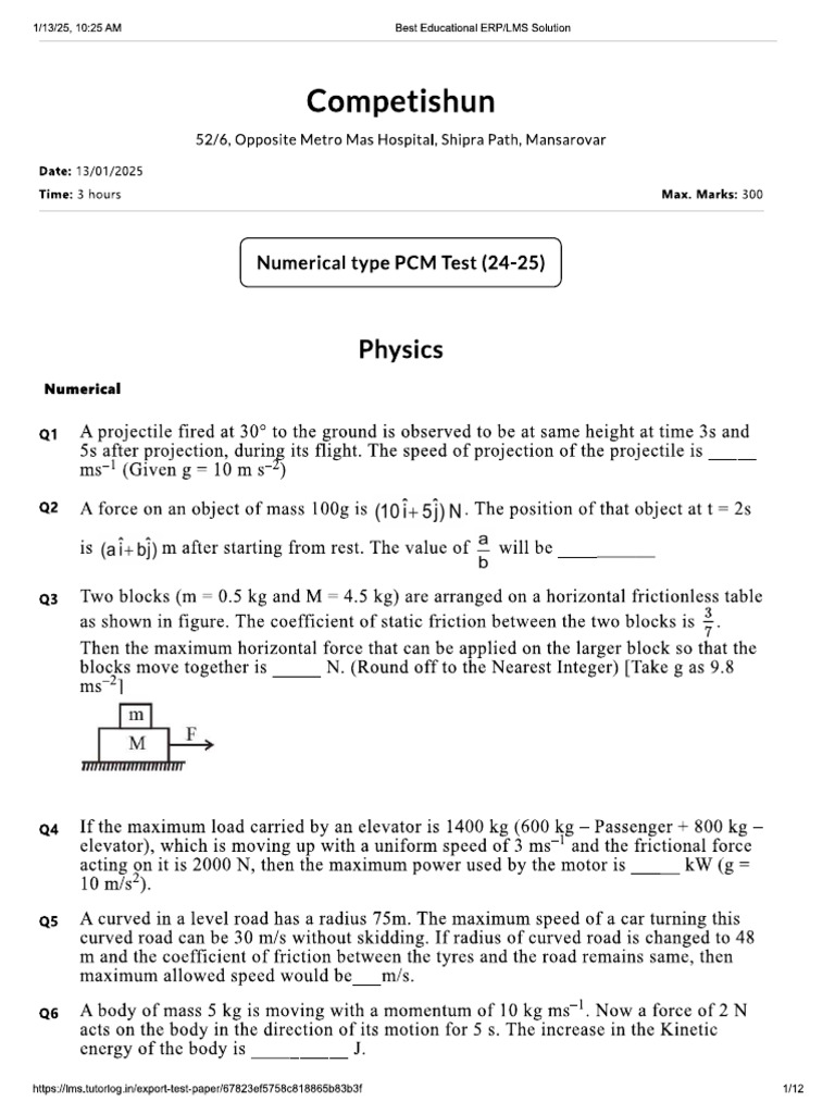 UTS - 01 - Numerical Type Test (24-25) | PDF