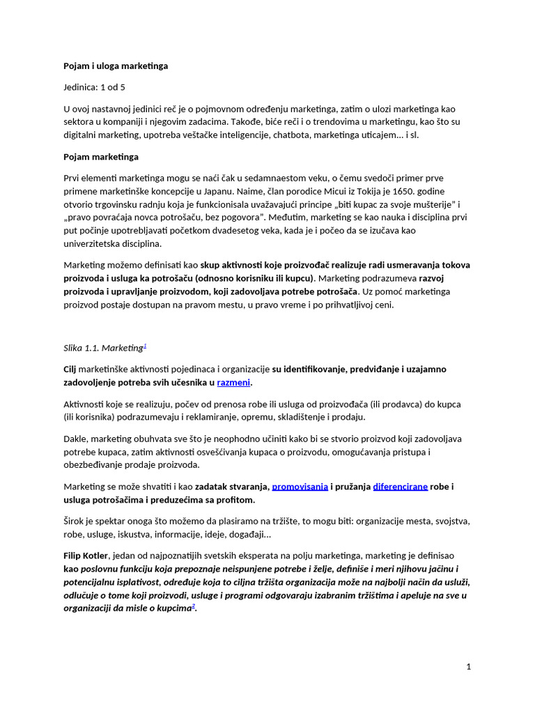 Pojam I Uloga Marketinga | PDF