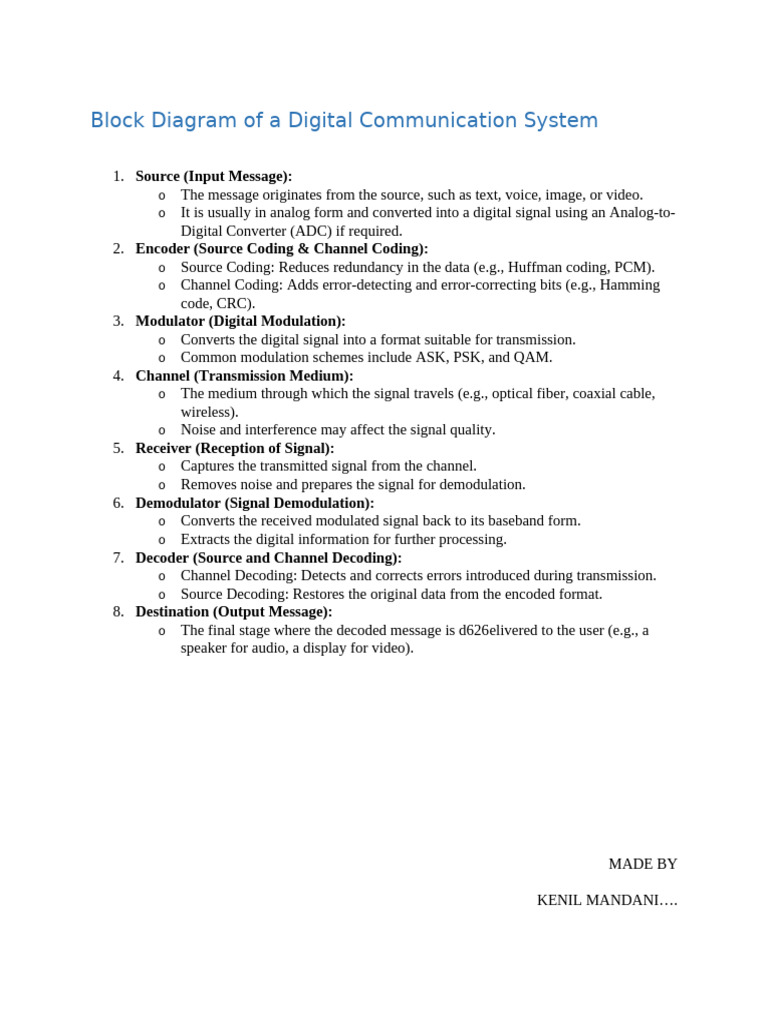Block Diagram of A Digital Communication System | PDF | Modulation | Information And ...