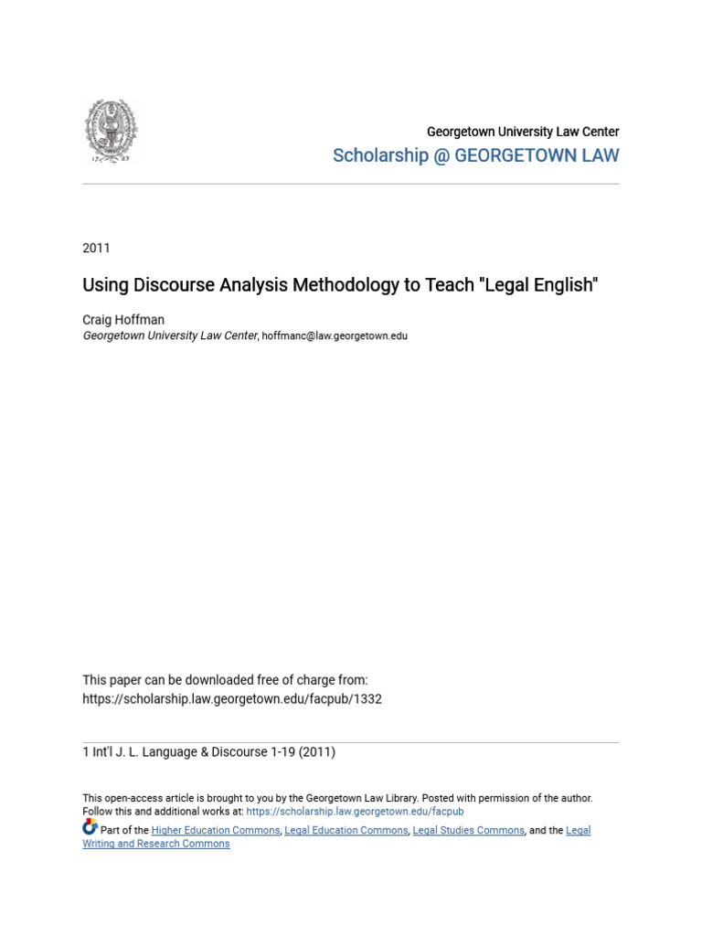 Using Discourse Analysis Methodology To Teach Legal English | PDF | Intertextuality | Methodology