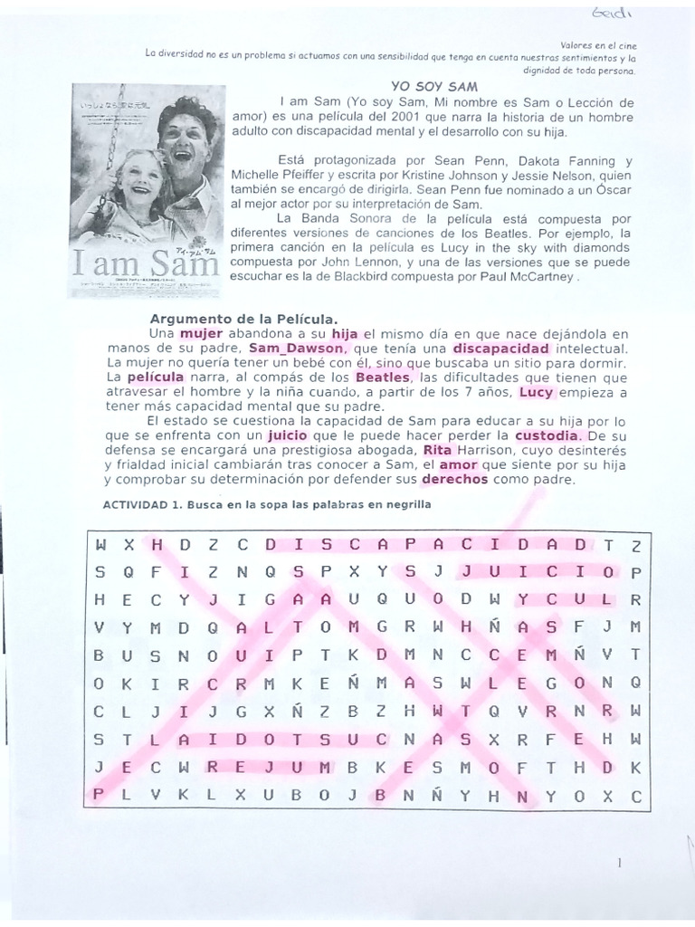 6tarea 4 OBLIGATORIA. Realiza La Actividad Sobre La Película Yo Soy Sam ...