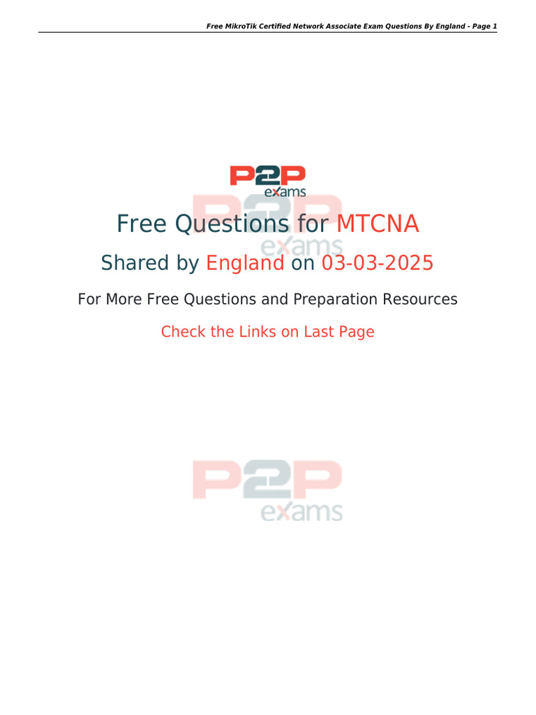 Free Mikrotik Certified Network Associate Exam Questions by England | PDF | Router (Computing ...