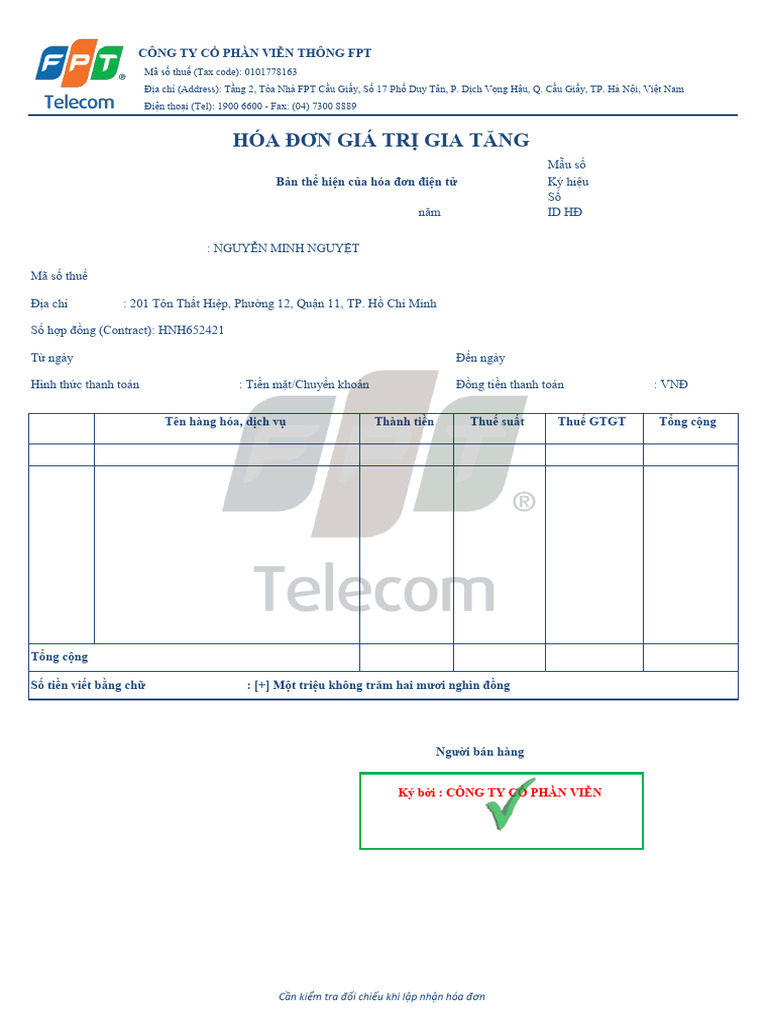 Hoa Don Internet | PDF