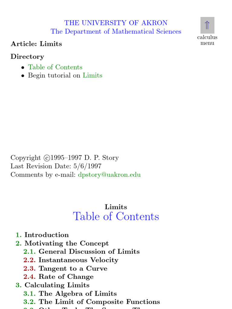 Article: Limits Directory: Begin Tutorial On | PDF | Limit (Mathematics ...