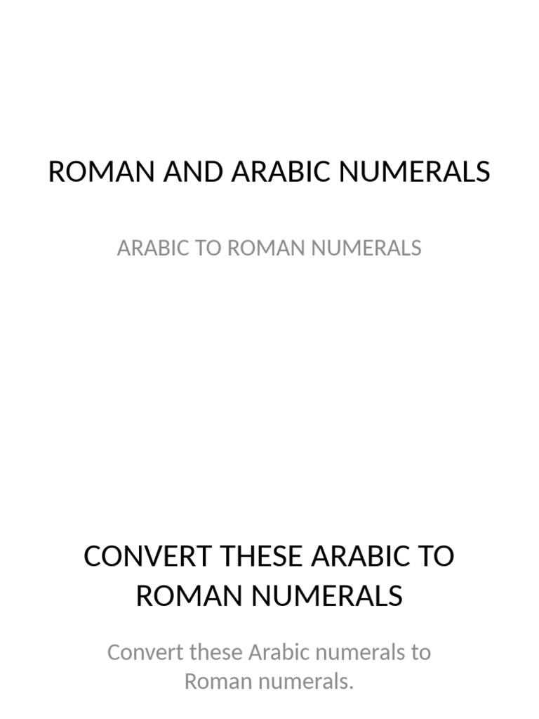 Roman and Arabic Numerals | PDF