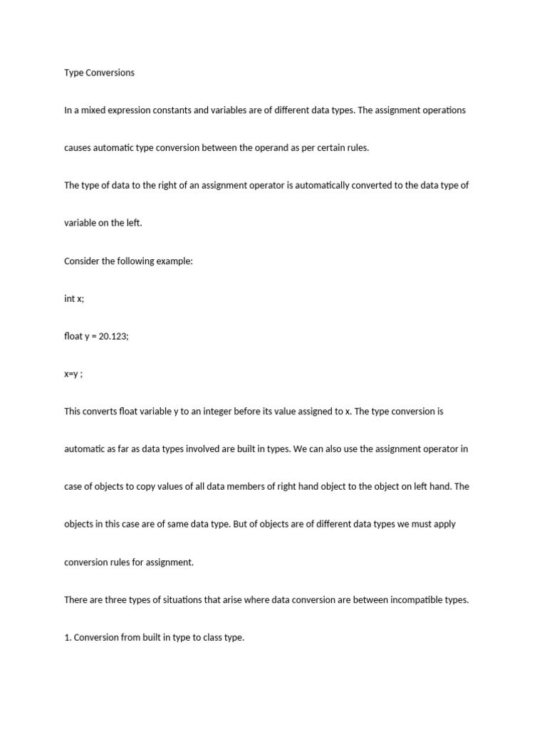 Understanding Type Conversions in Programming | PDF